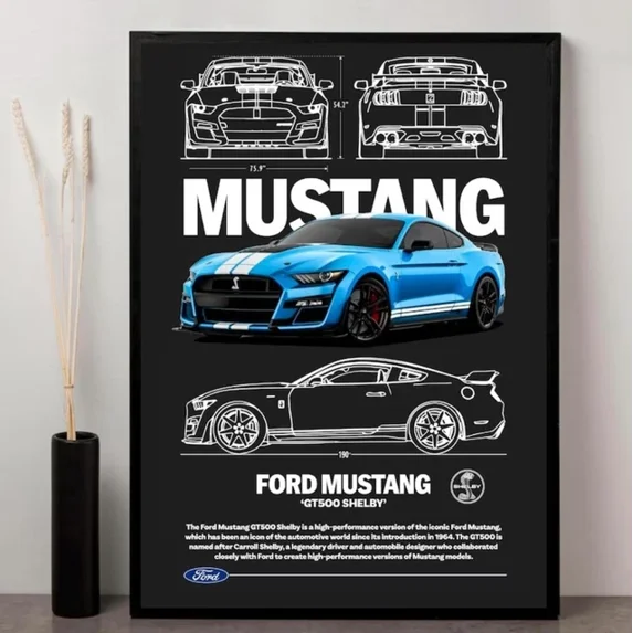 Dopaprint UNFRAMED PAPER POSTER Mustang Gt500 Shelby Poster, Muscle Car ...