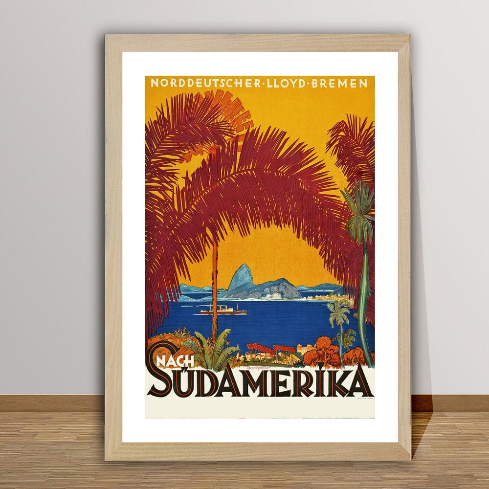Dopaprint UNFRAMED PAPER POSTER Nach Sudamerika Vintage Travel Poster ...