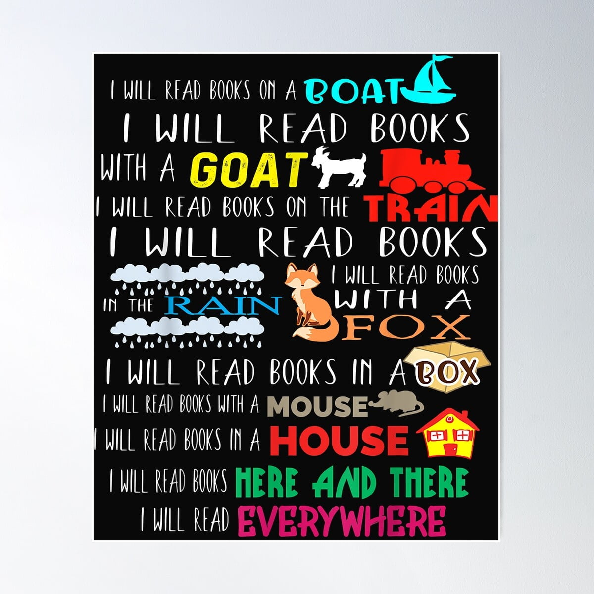 Dopaprint UNFRAMED PAPER POSTER National Reading Day I Will Read Books ...