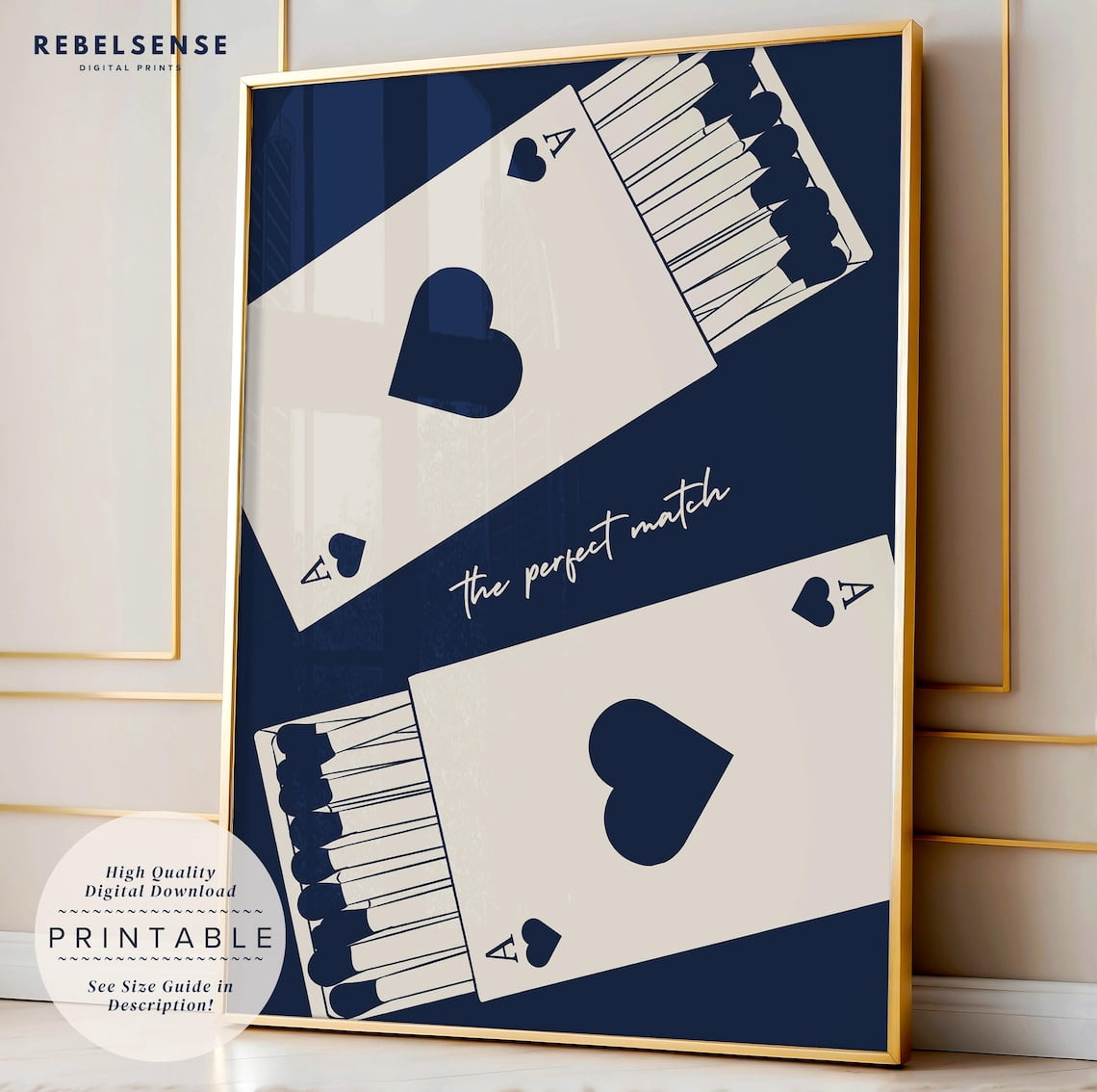 Dopaprint UNFRAMED PAPER POSTER Navy Blue Matchbox Print, Blue Ace Card ...