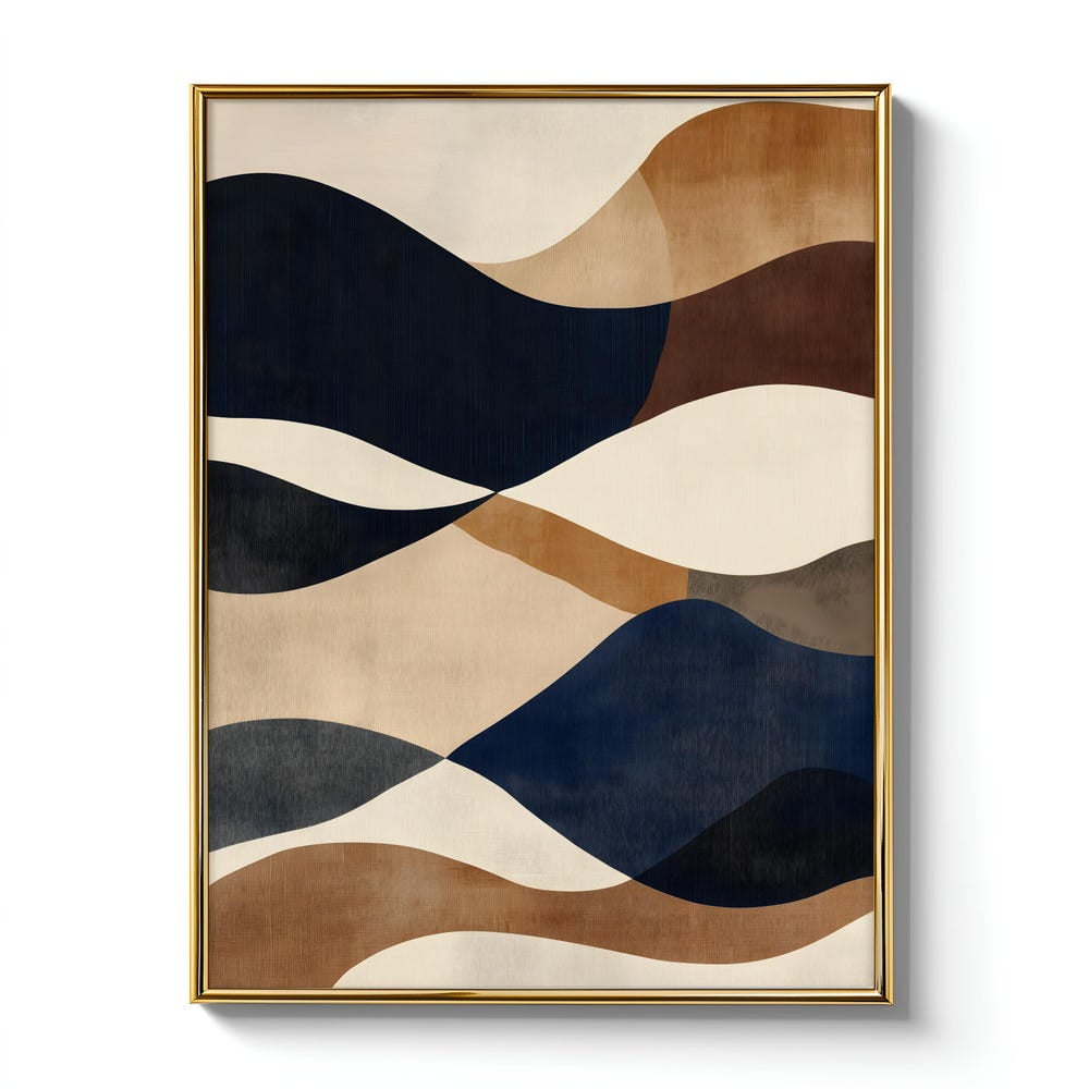 Dopaprint UNFRAMED PAPER POSTER Navy And Neutral Wave Pattern ...