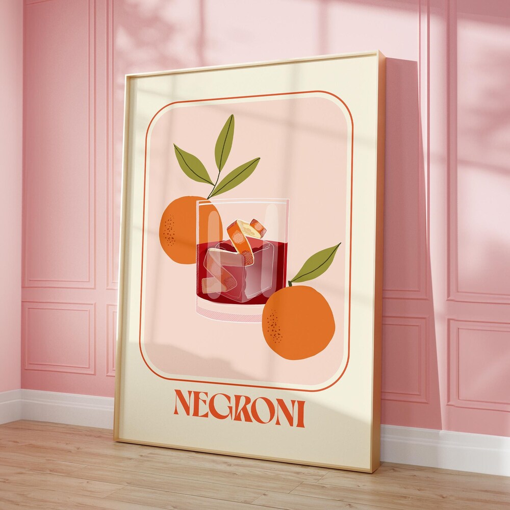 Dopaprint UNFRAMED PAPER POSTER Negroni Poster Cocktail Printable Art ...