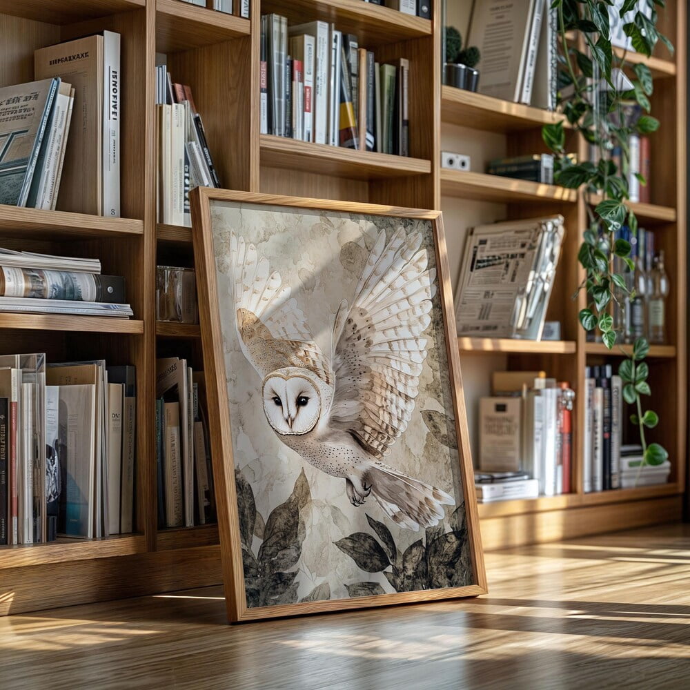Dopaprint UNFRAMED PAPER POSTER Neutral Barn Owl Poster Art Watercolor ...