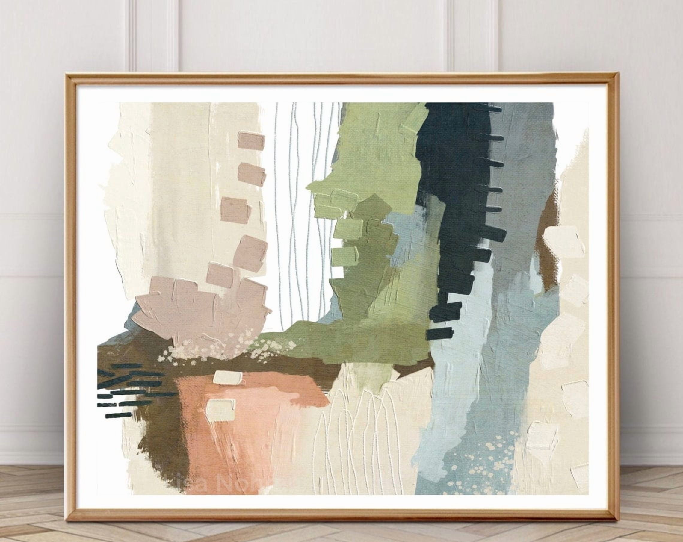 Dopaprint UNFRAMED PAPER POSTER Neutral Blue Green Abstract Wall Art ...