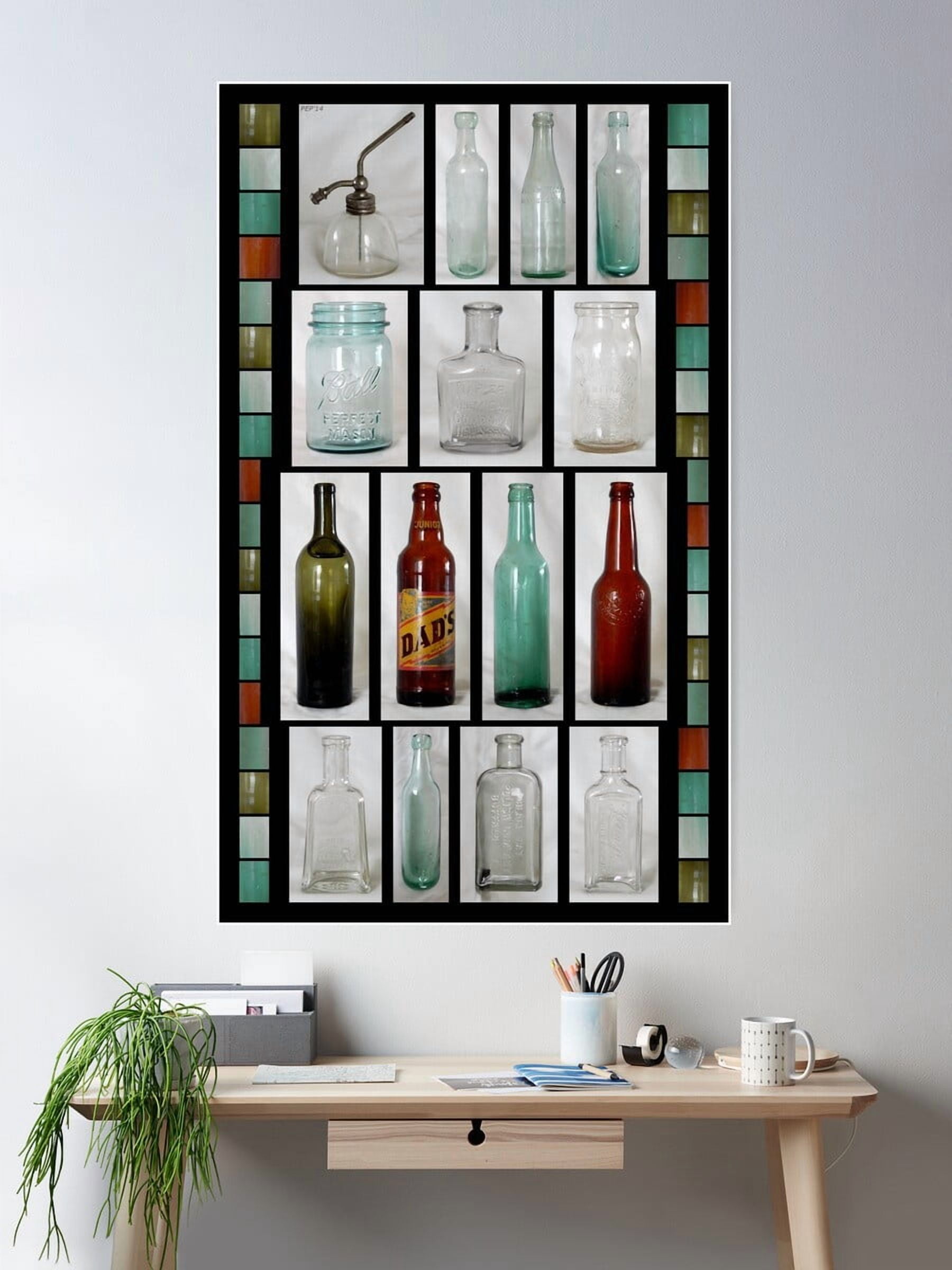 Dopaprint UNFRAMED PAPER POSTER Old Glass Bottle Collection Poster Wall ...