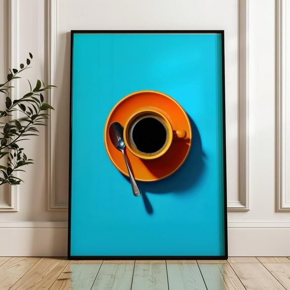Dopaprint UNFRAMED PAPER POSTER Orange Coffee Cup Wall Print - Bright ...