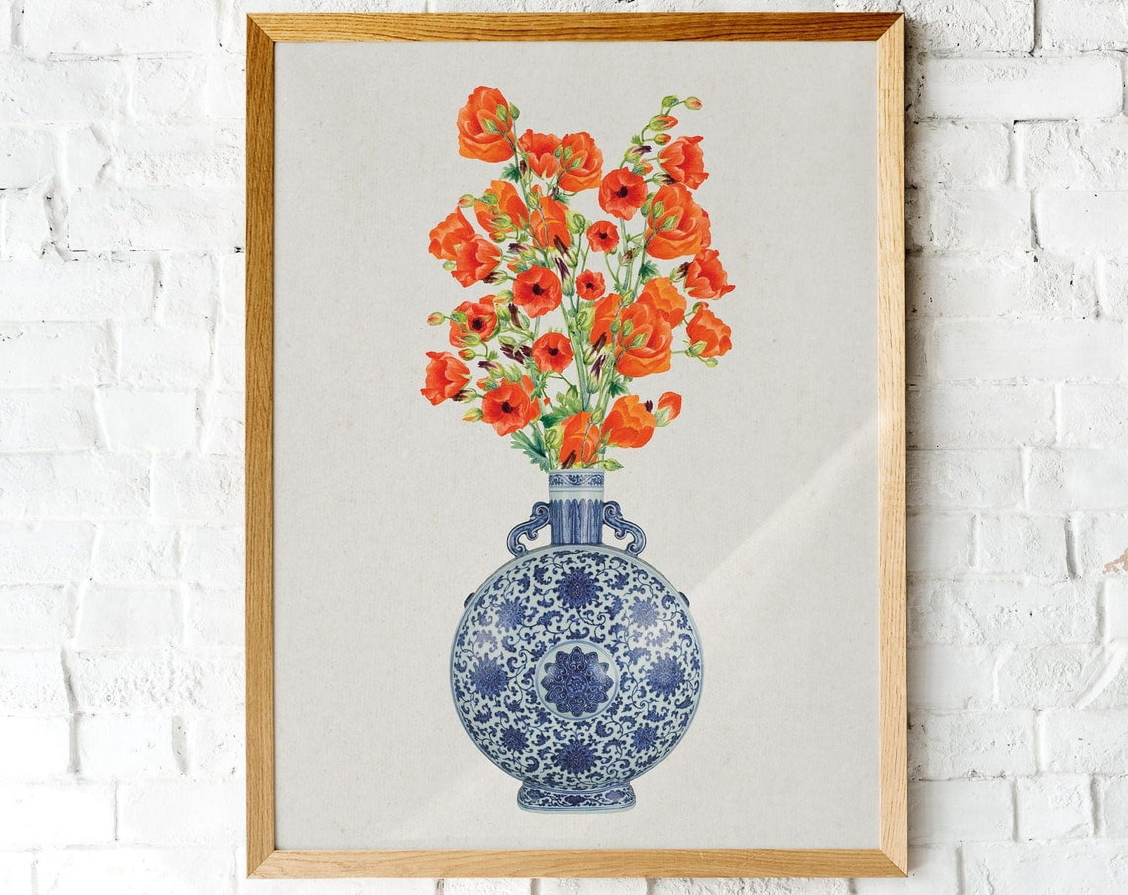 Dopaprint UNFRAMED PAPER POSTER Orange Flower Vase Print, Botanical ...