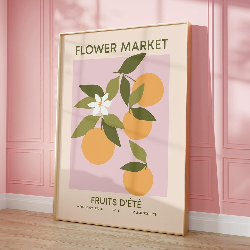 Dopaprint UNFRAMED PAPER POSTER Oranges Art Printable Pink & Orange ...
