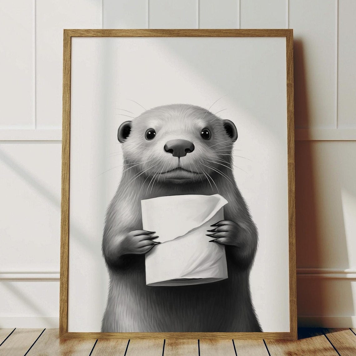 Dopaprint UNFRAMED PAPER POSTER Otter With Toilet Paper Print, Funny ...