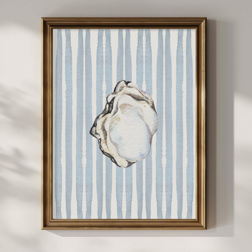 Dopaprint UNFRAMED PAPER POSTER Oyster Shell Print, Coastal Watercolor ...