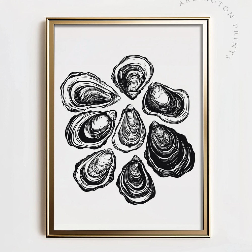 Dopaprint UNFRAMED PAPER POSTER Oyster Shells Drawing, Kitchen Home ...