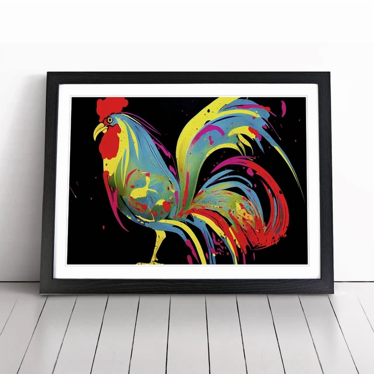 Dopaprint UNFRAMED PAPER POSTER Painted Rooster Abstract Wall Art Print ...