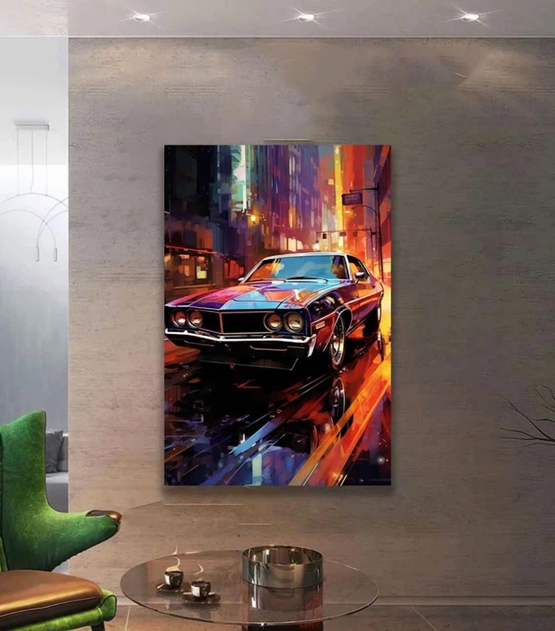 Dopaprint UNFRAMED PAPER POSTER Painted Vintage Car Abstract, Car On ...