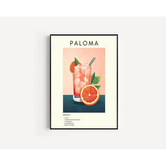 Dopaprint UNFRAMED PAPER POSTER Paloma Cocktail Poster Art, Home Decor ...