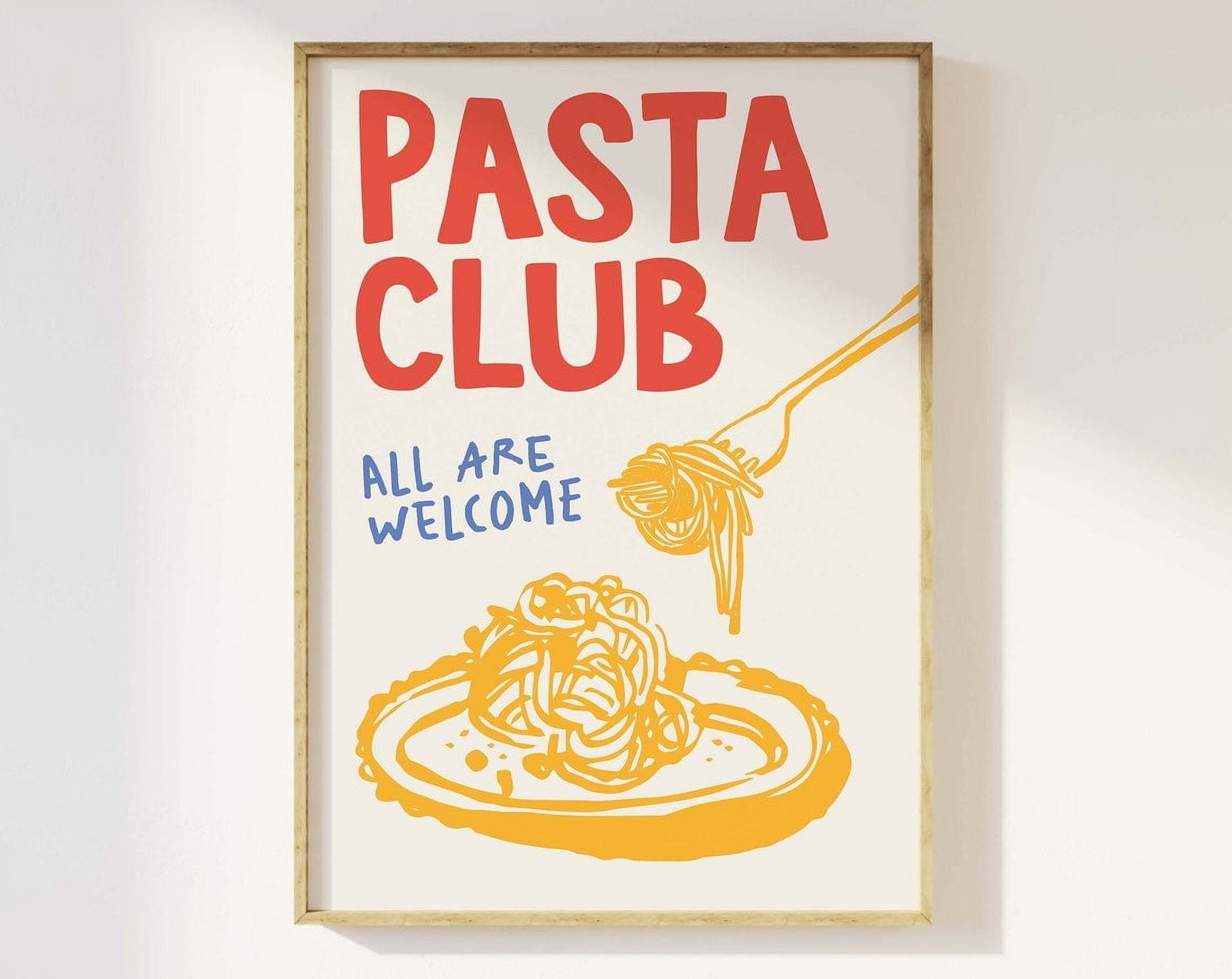 Dopaprint UNFRAMED PAPER POSTER Pasta Club Print, Art, Cute Kitchen ...