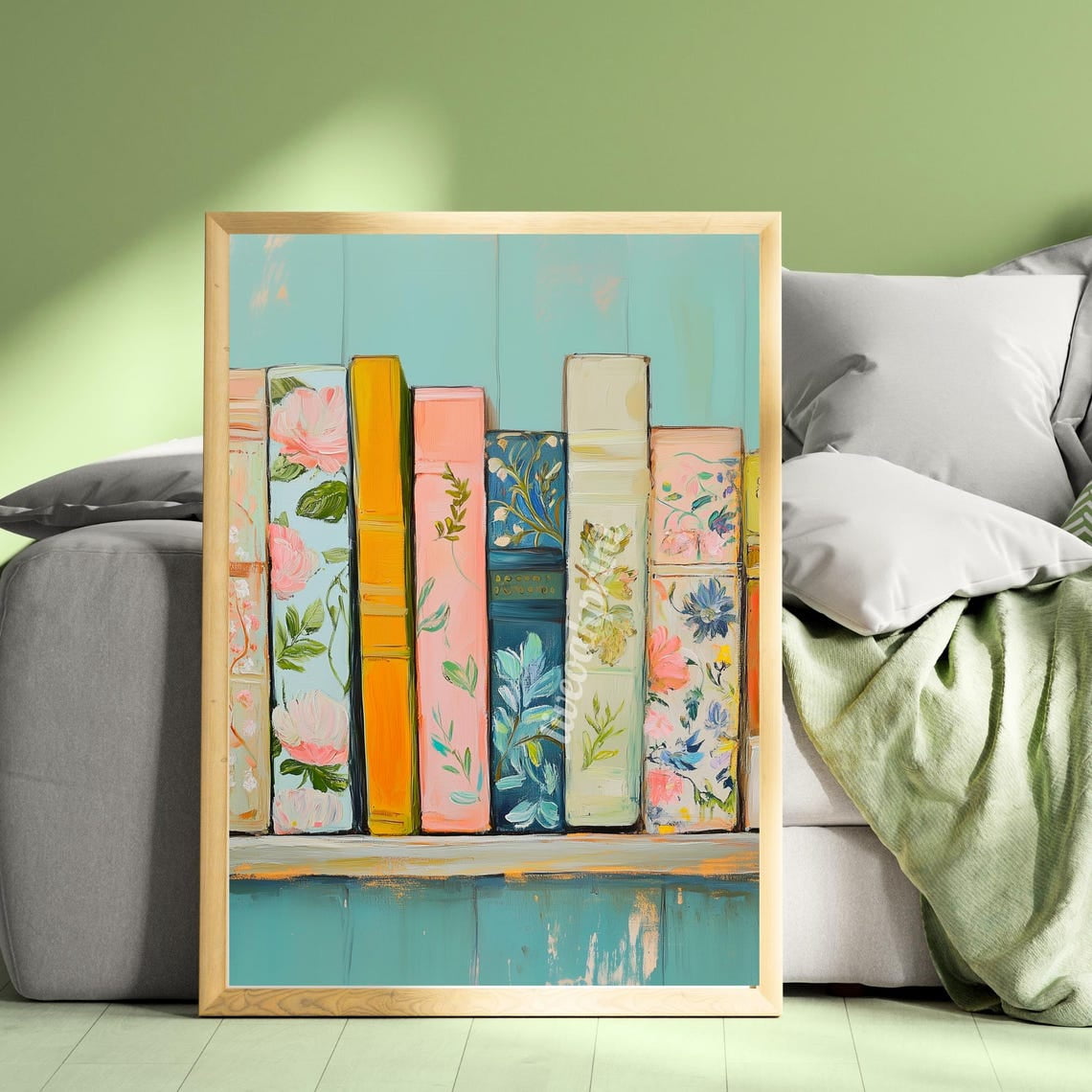 Dopaprint UNFRAMED PAPER POSTER Pastel Bookshelf Print - Dreamy Book ...