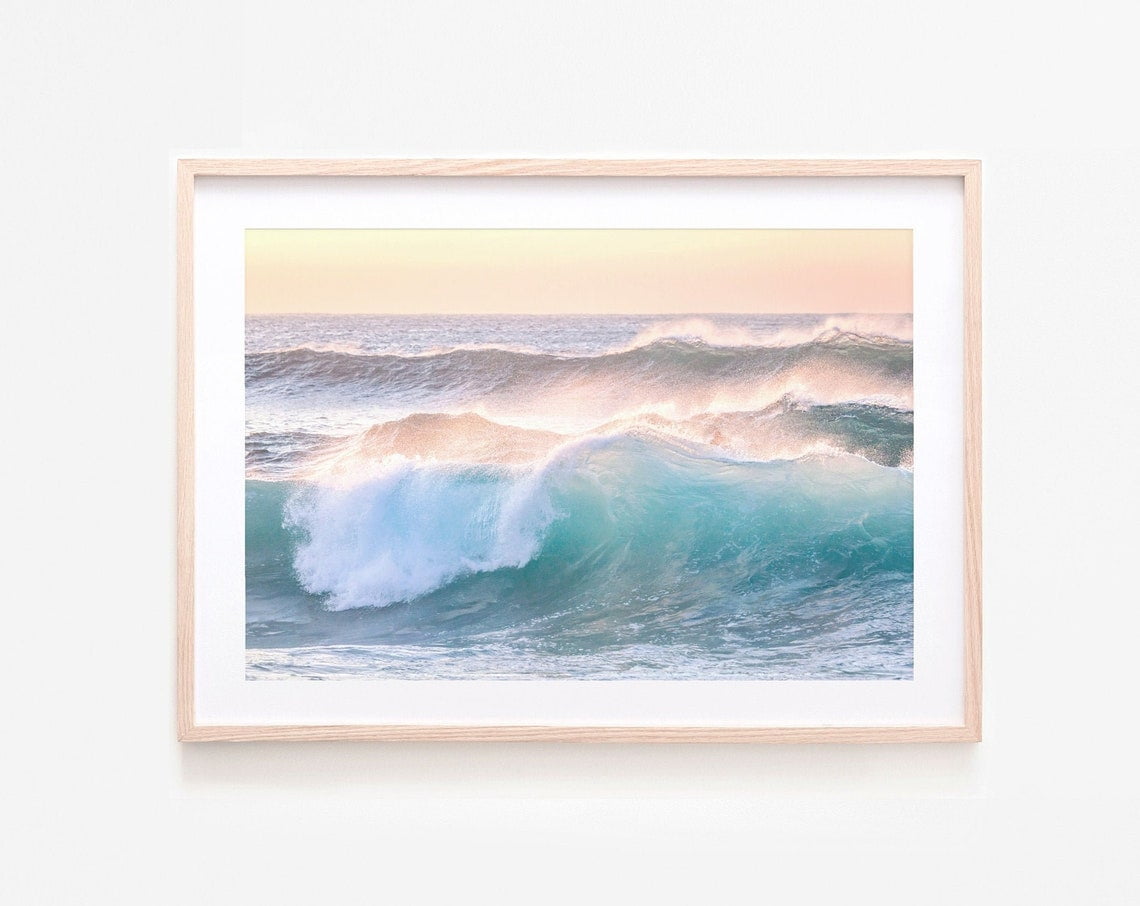 Dopaprint UNFRAMED PAPER POSTER Pastel Ocean Waves Print, Coastal ...