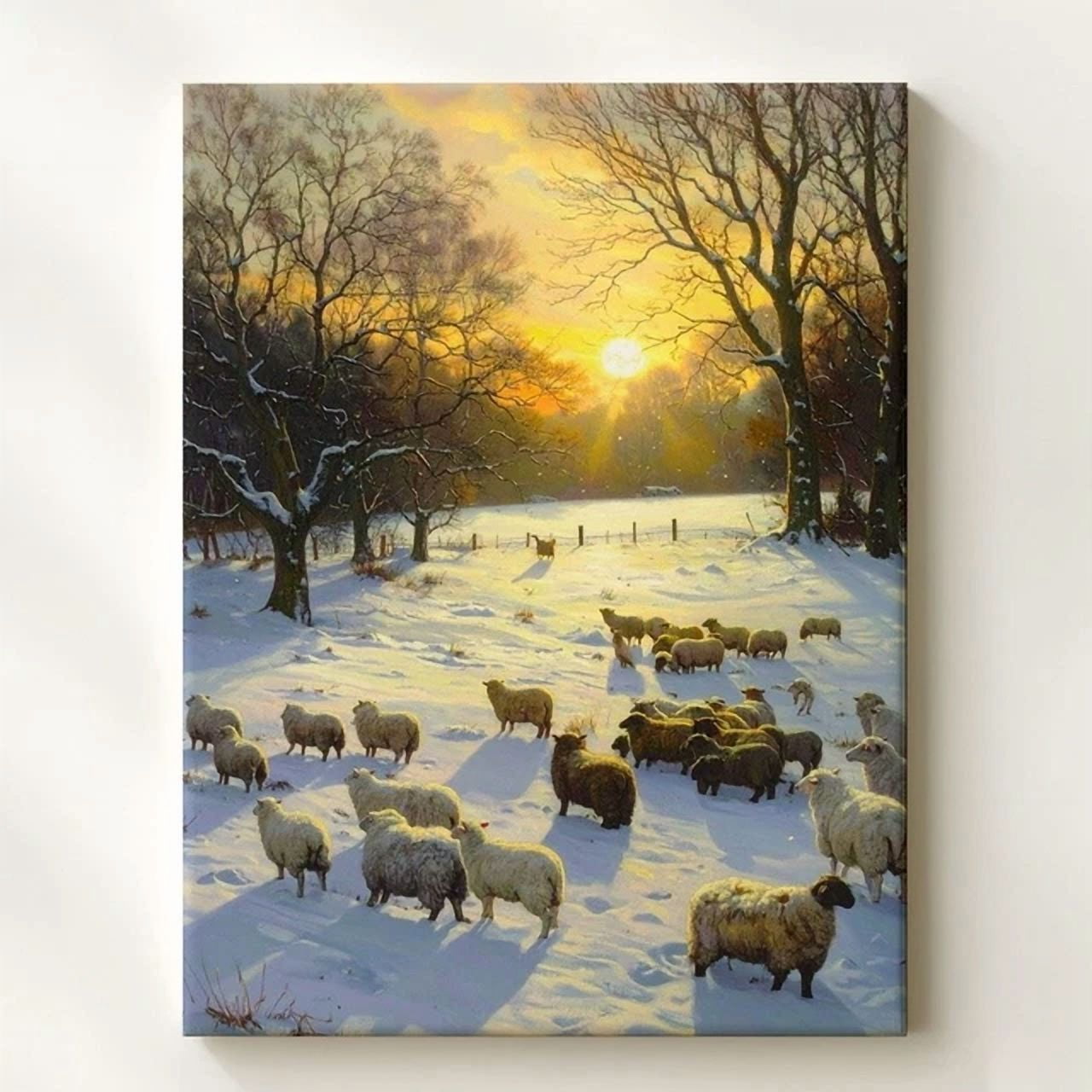 Dopaprint UNFRAMED PAPER POSTER Pastoral Winter Sheep Poster Sunset ...