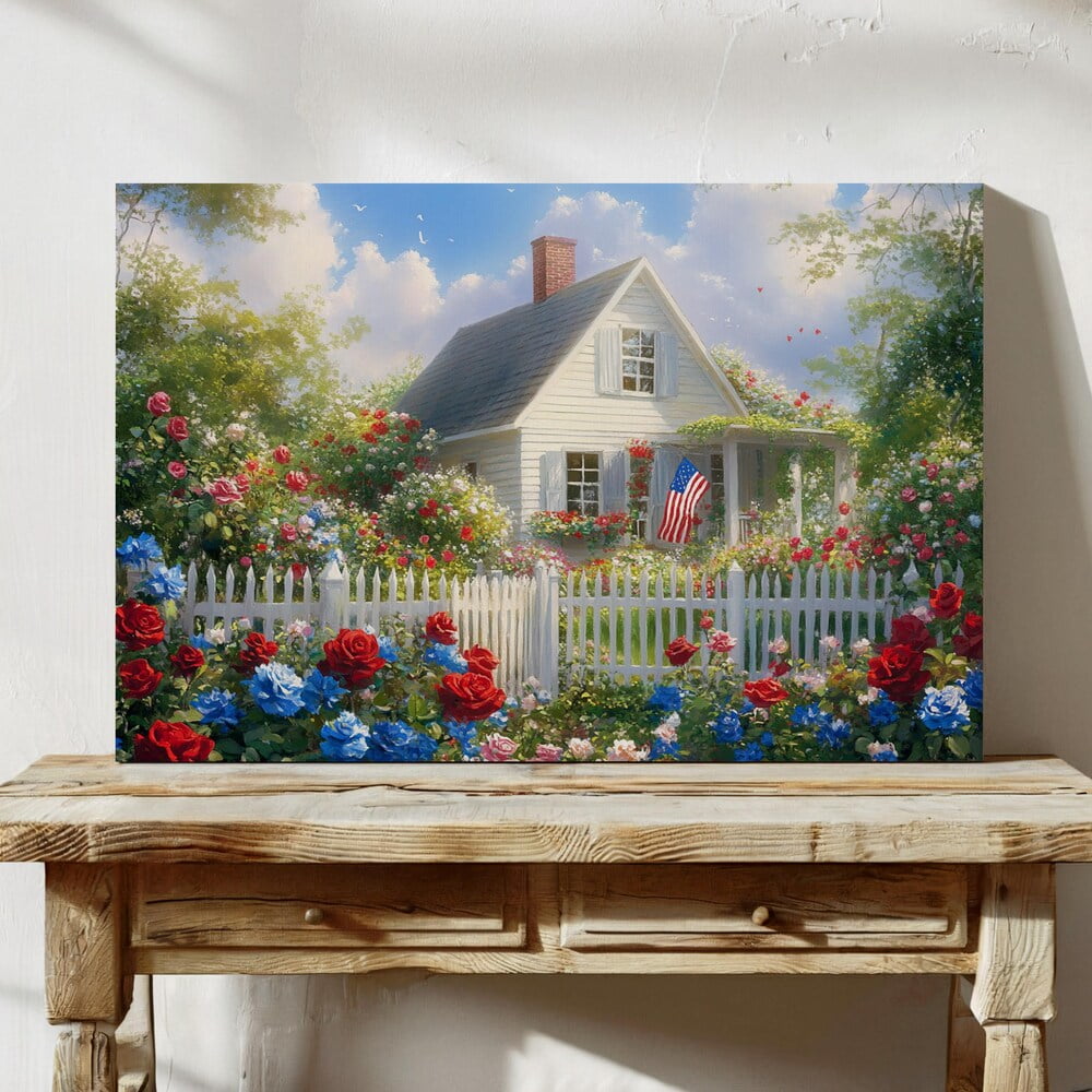 Dopaprint UNFRAMED PAPER POSTER Patriotic Cottage Poster, American Flag ...