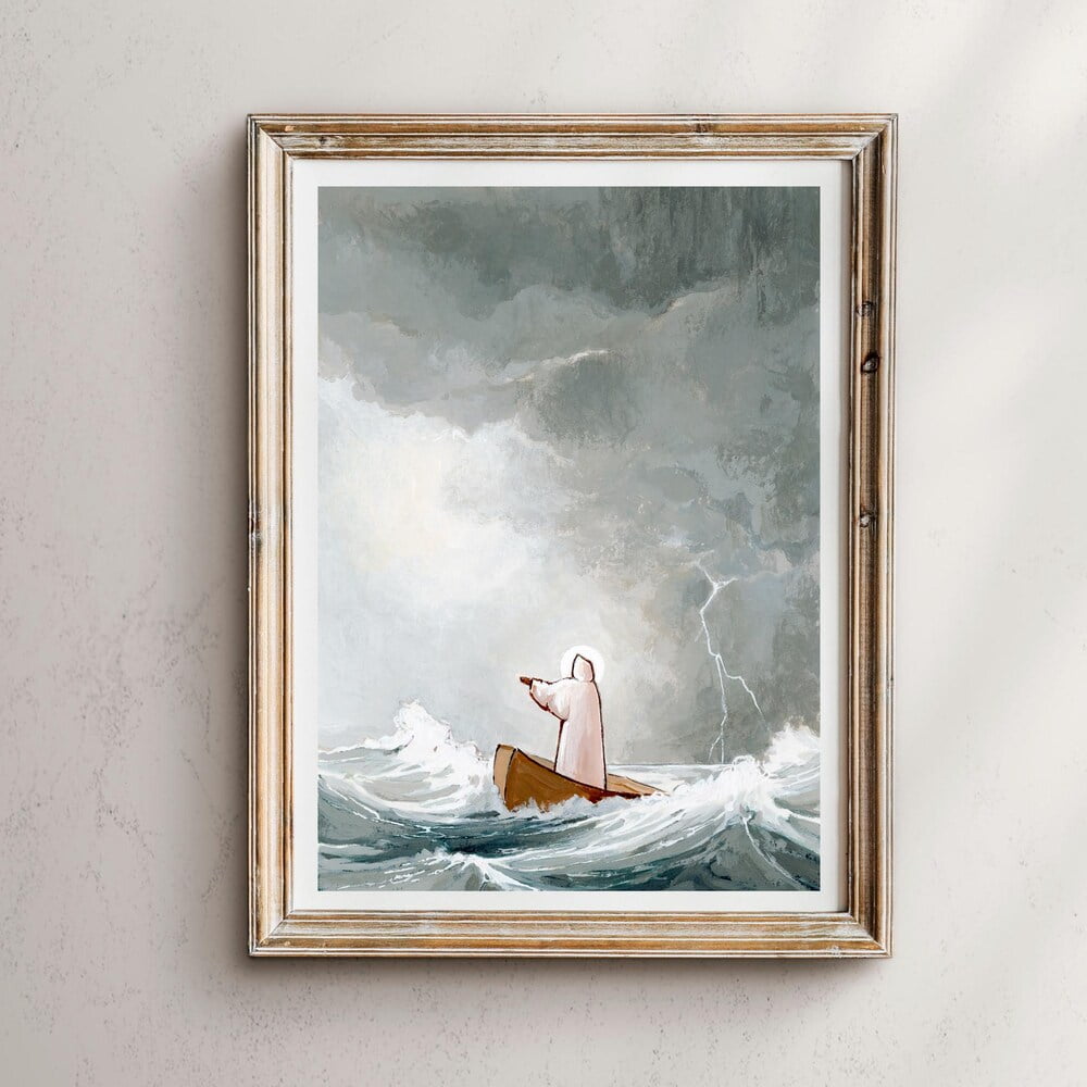 Dopaprint UNFRAMED PAPER POSTER Peace, Be Still, Christ Calming The Storm, Christ Walking On ...