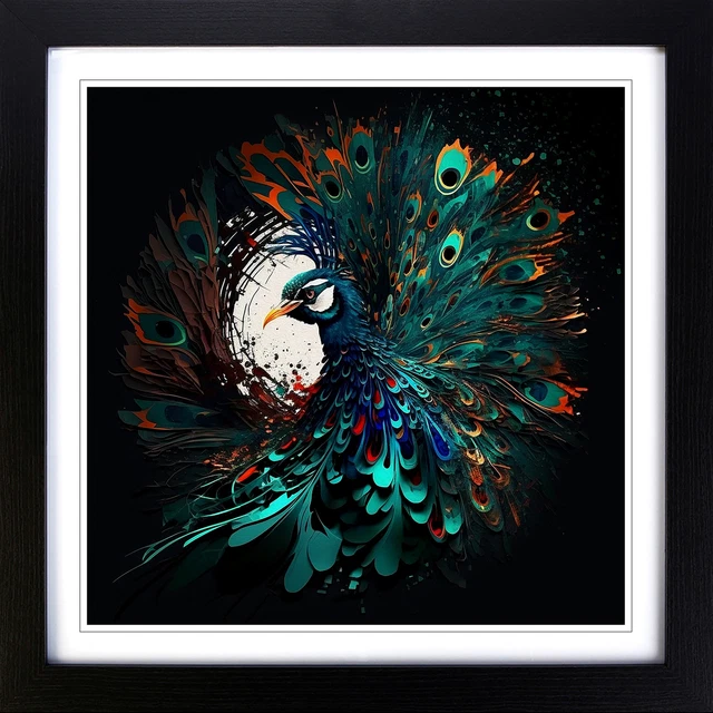 Dopaprint UNFRAMED PAPER POSTER Peacock Abstract Expressionism Wall Art ...