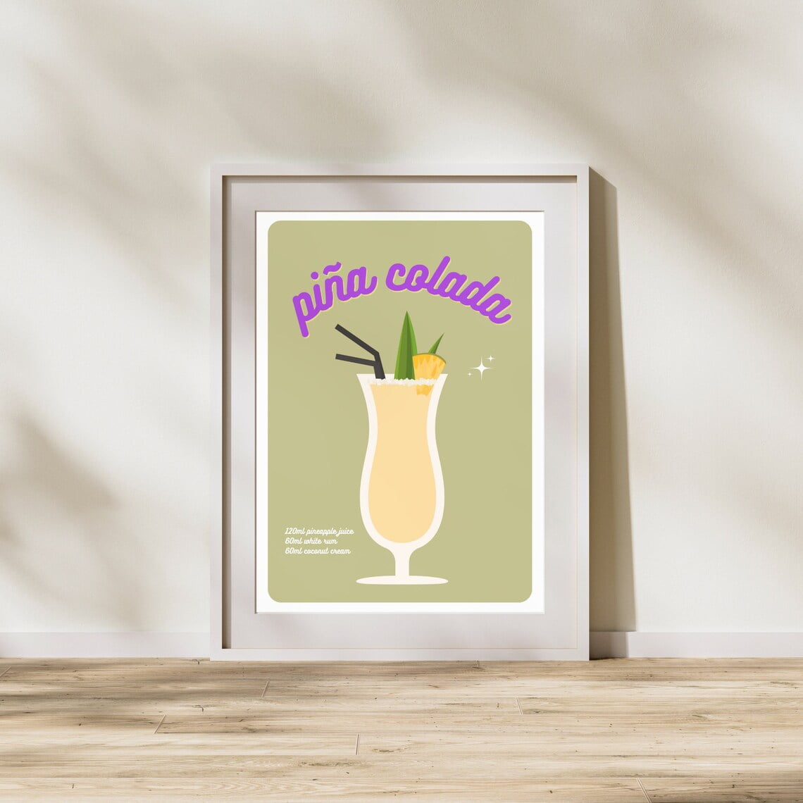 Dopaprint UNFRAMED PAPER POSTER Piã±A Colada Cocktail Print, Kitchen Art, Colorful Bar Cart ...