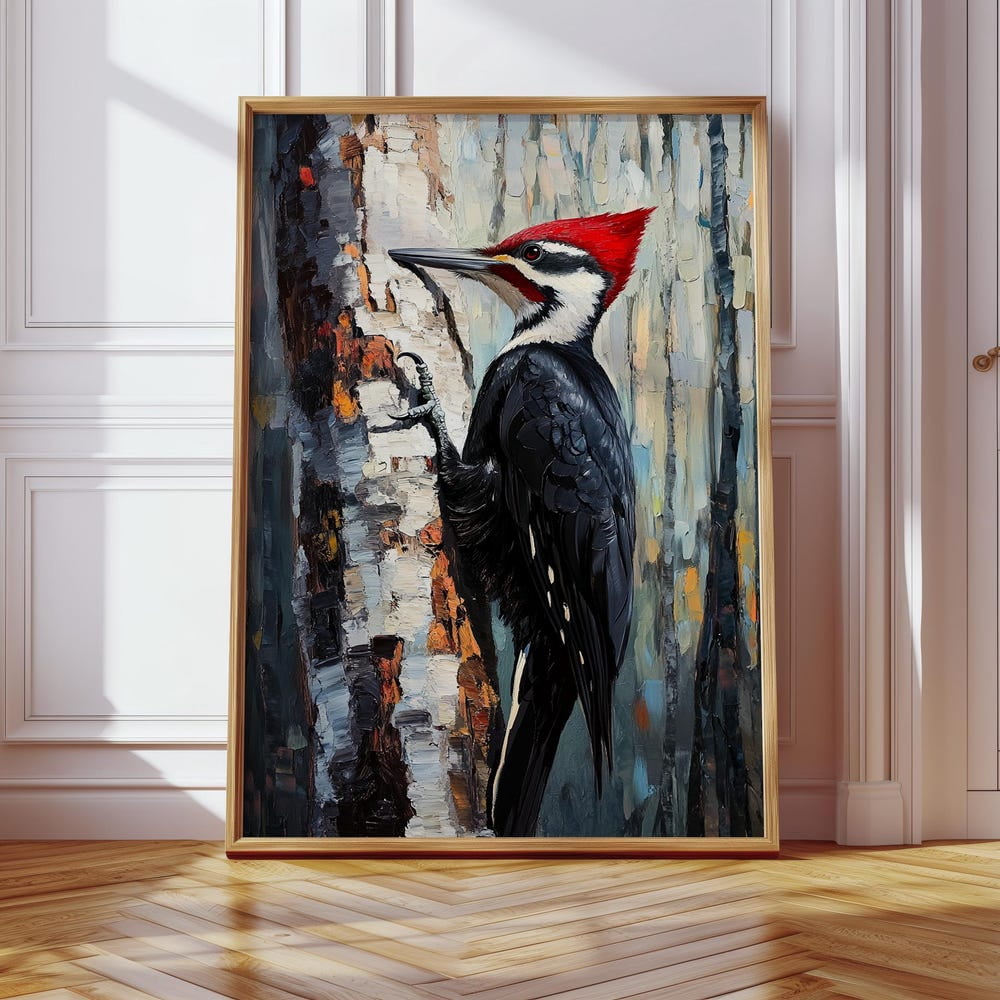 Dopaprint UNFRAMED PAPER POSTER Pileated Woodpecker Poster Art Bold Red ...