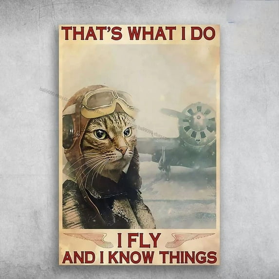 Dopaprint UNFRAMED PAPER POSTER Pilot Gift, Pilot Poster, Pilot Cat ...