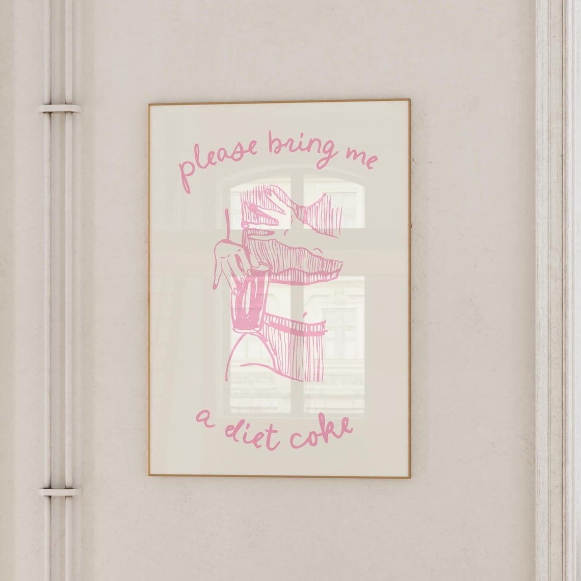 Dopaprint UNFRAMED PAPER POSTER Pink And Black Wall Art Line Drawing ...