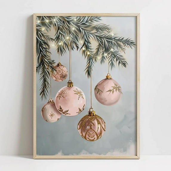Dopaprint UNFRAMED PAPER POSTER Pink Chris.Tmas Ornaments Wall Art ...
