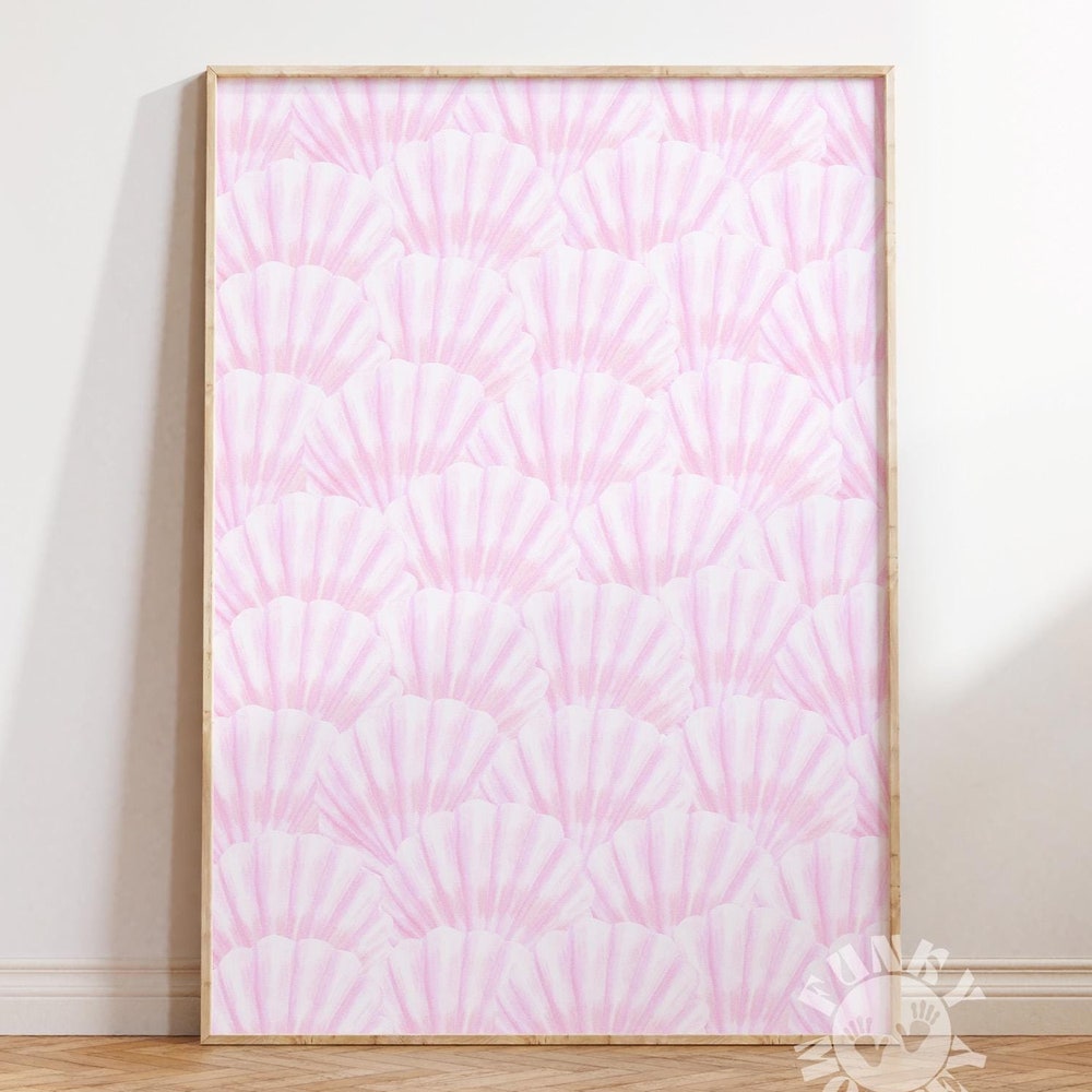Dopaprint UNFRAMED PAPER POSTER Pink Coastal Seashell Wall Art Print ...