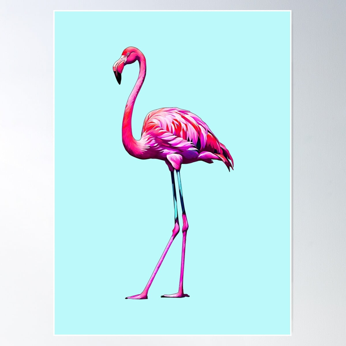 Dopaprint UNFRAMED PAPER POSTER Pink Flamingo Strutting His Stuff ...