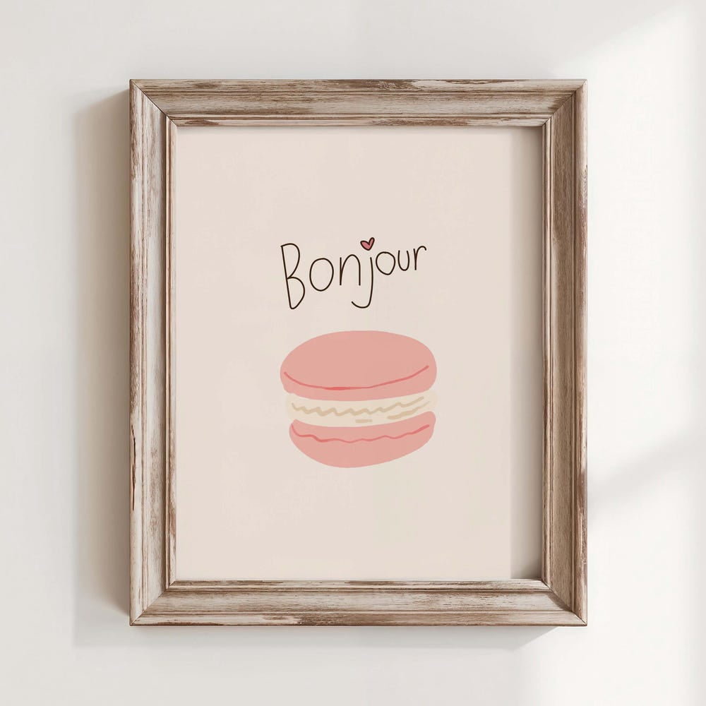 Dopaprint UNFRAMED PAPER POSTER Pink Macaron Bonjour Print, Instant ...