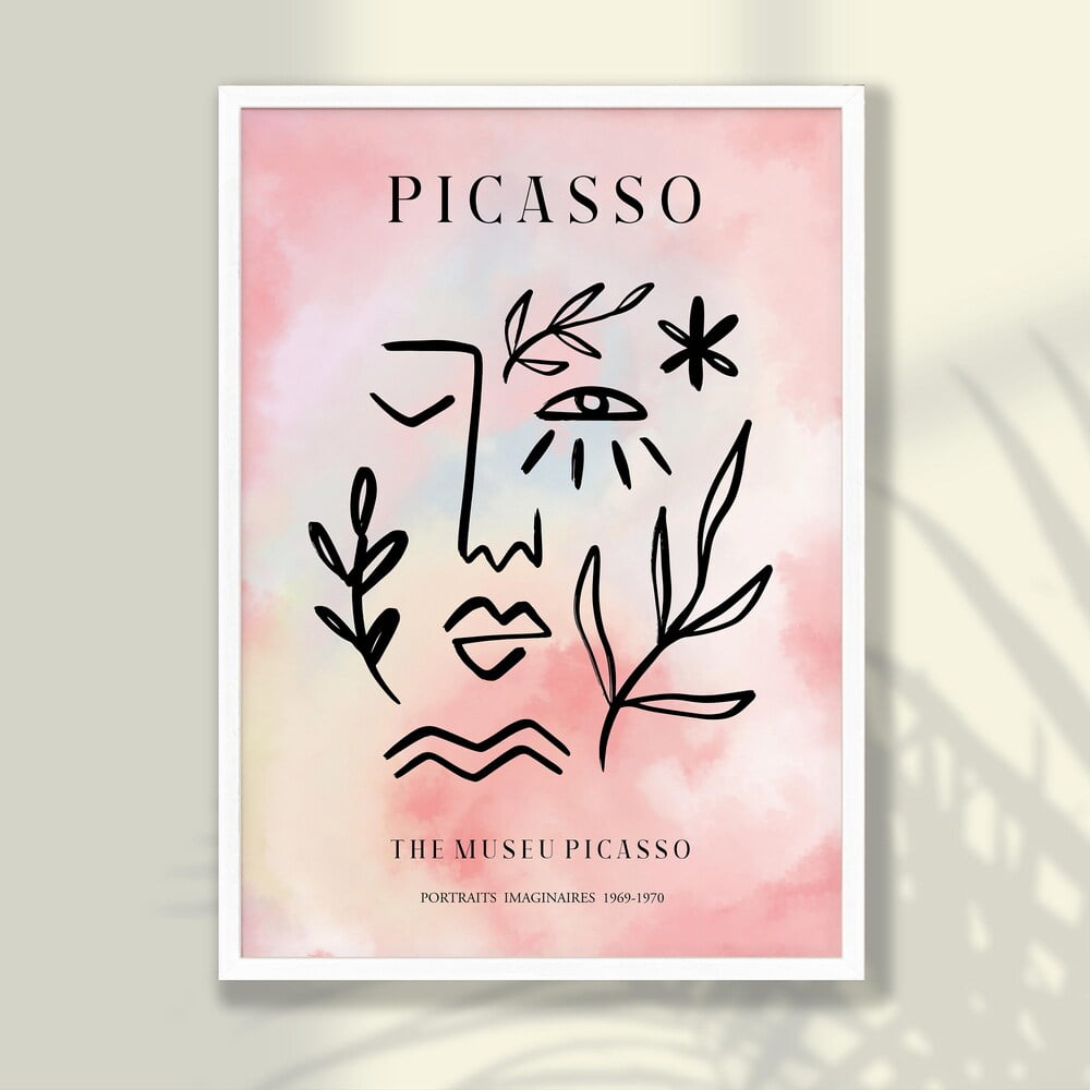 Dopaprint UNFRAMED PAPER POSTER Pink Picasso Floral Line Art Print ...