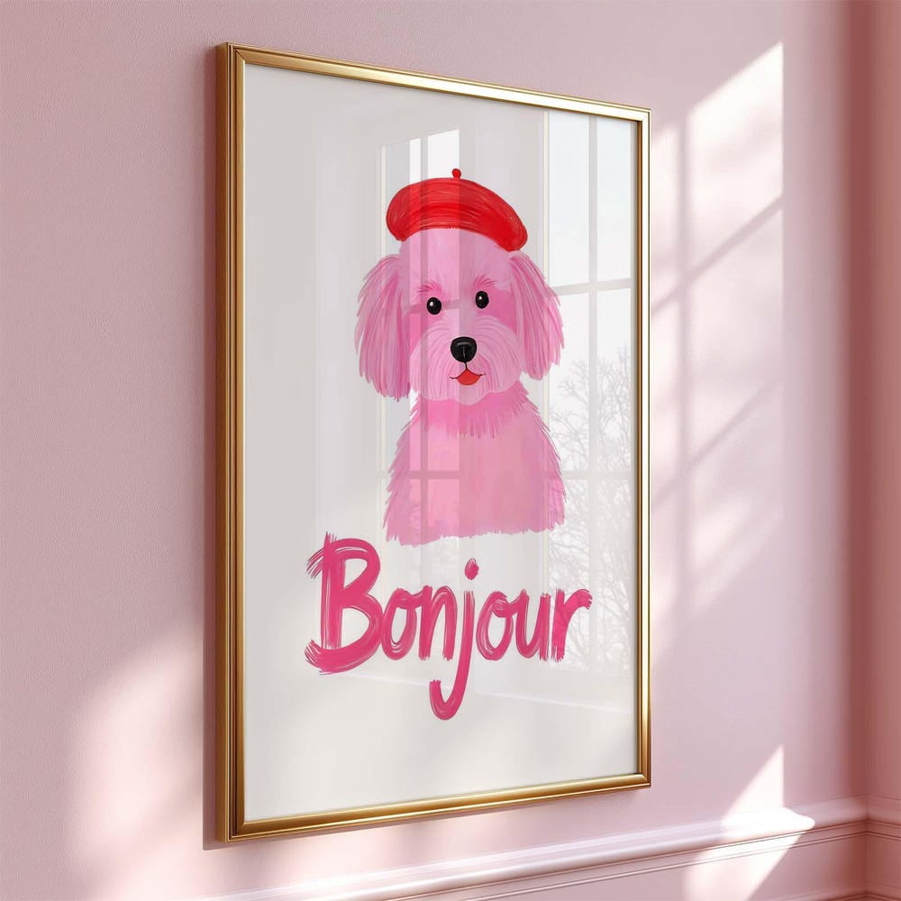 Dopaprint UNFRAMED PAPER POSTER Pink Poodle Print Bonjour Poster French ...