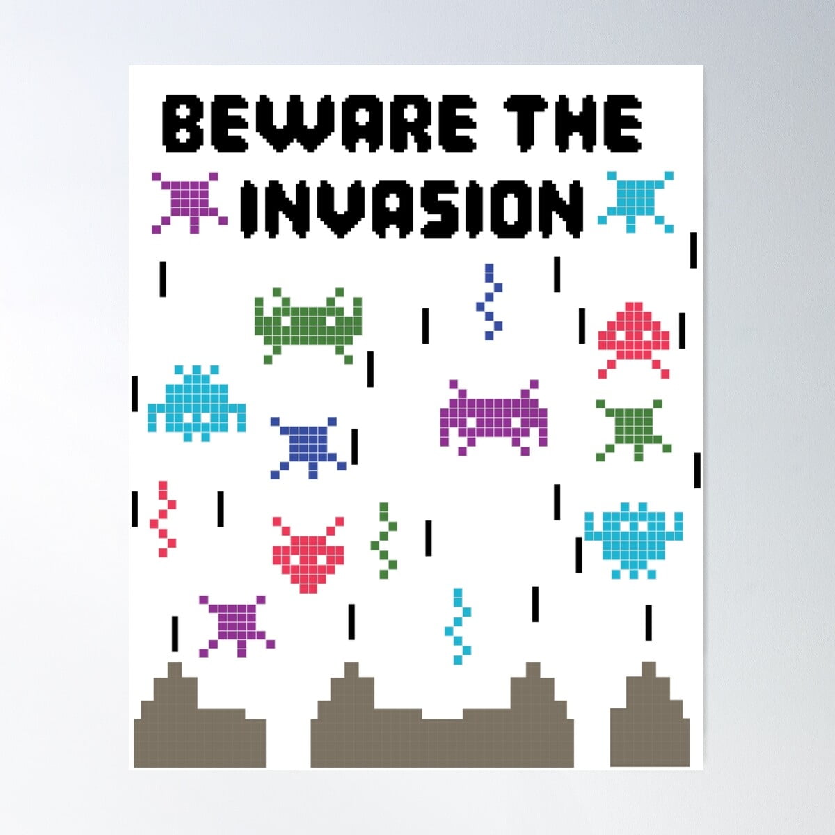 Dopaprint UNFRAMED PAPER POSTER Pixel Alien Invasion Retro Space ...