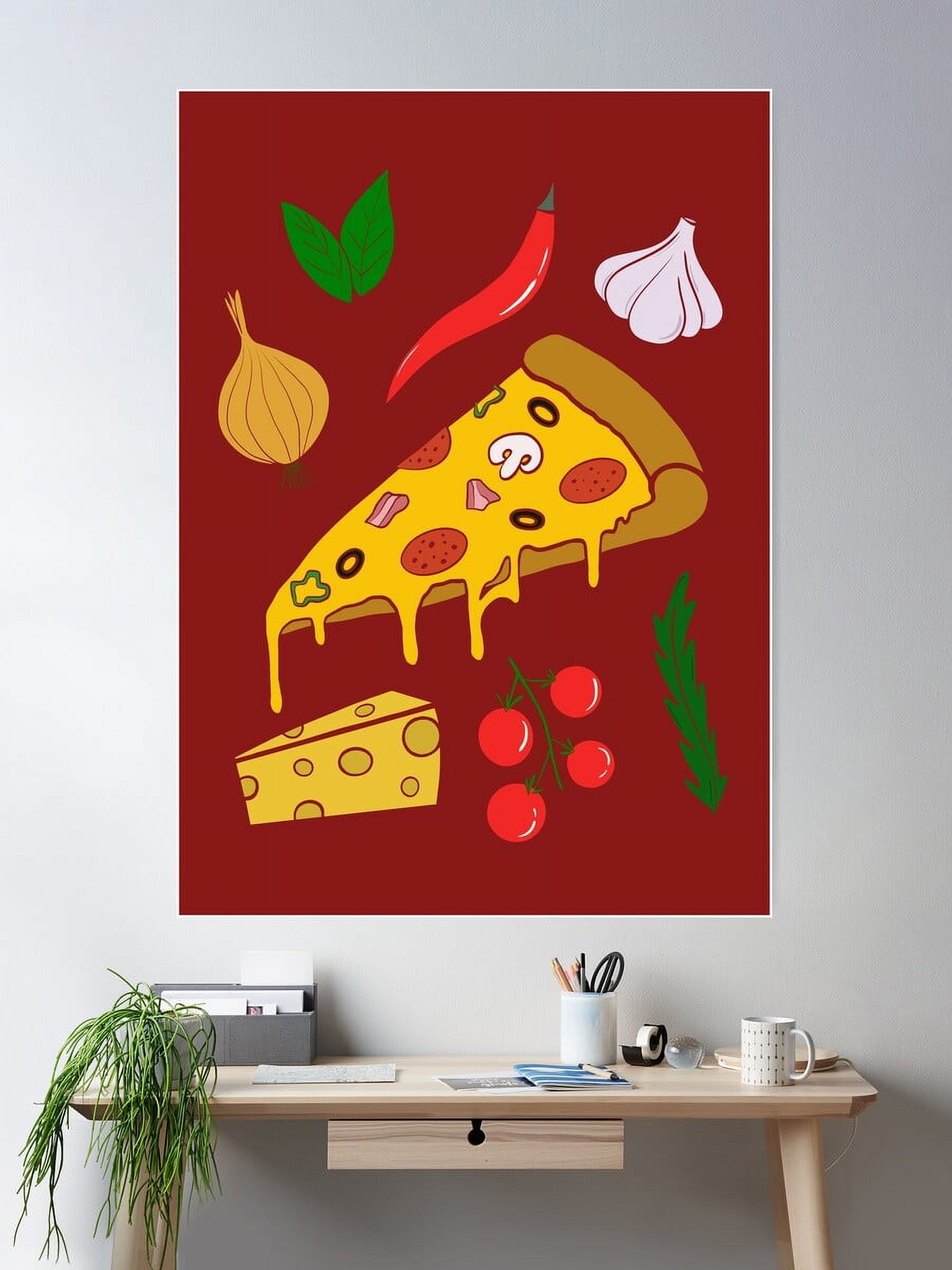 Dopaprint UNFRAMED PAPER POSTER Pizza Ingredients Poster Wall Art ...