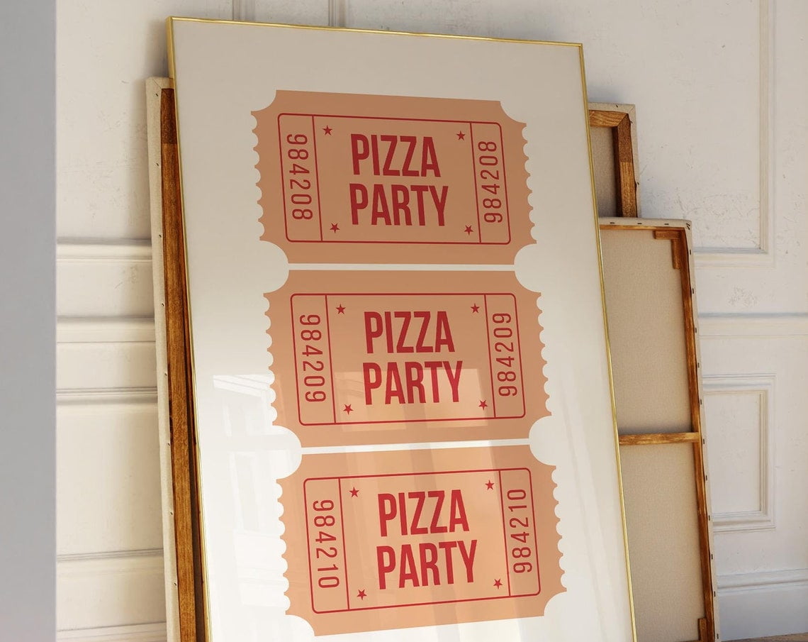 Dopaprint UNFRAMED PAPER POSTER Pizza Party Print Ticket Stub Wall Art ...