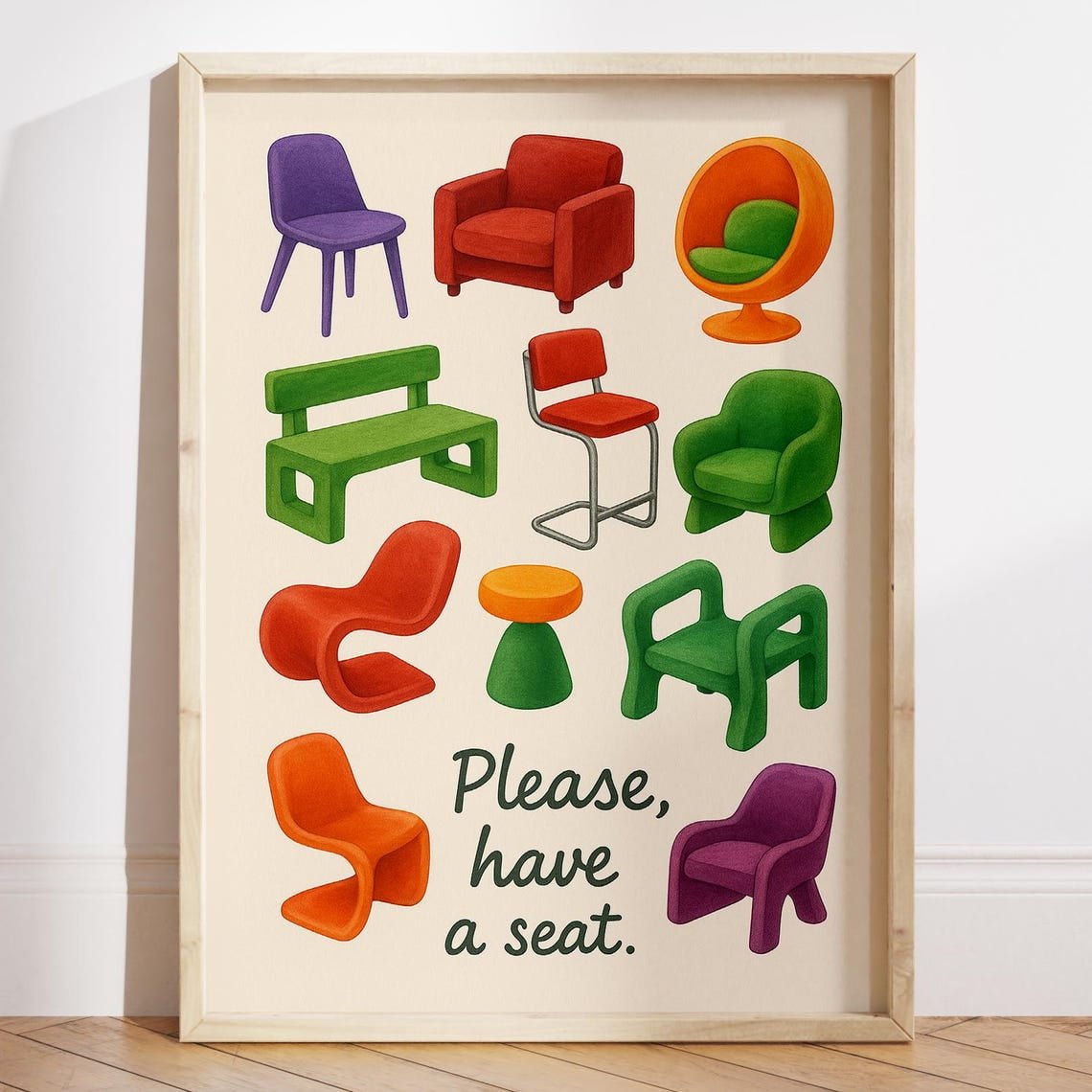 Dopaprint UNFRAMED PAPER POSTER Please Have A Seat Poster, Mid Century ...
