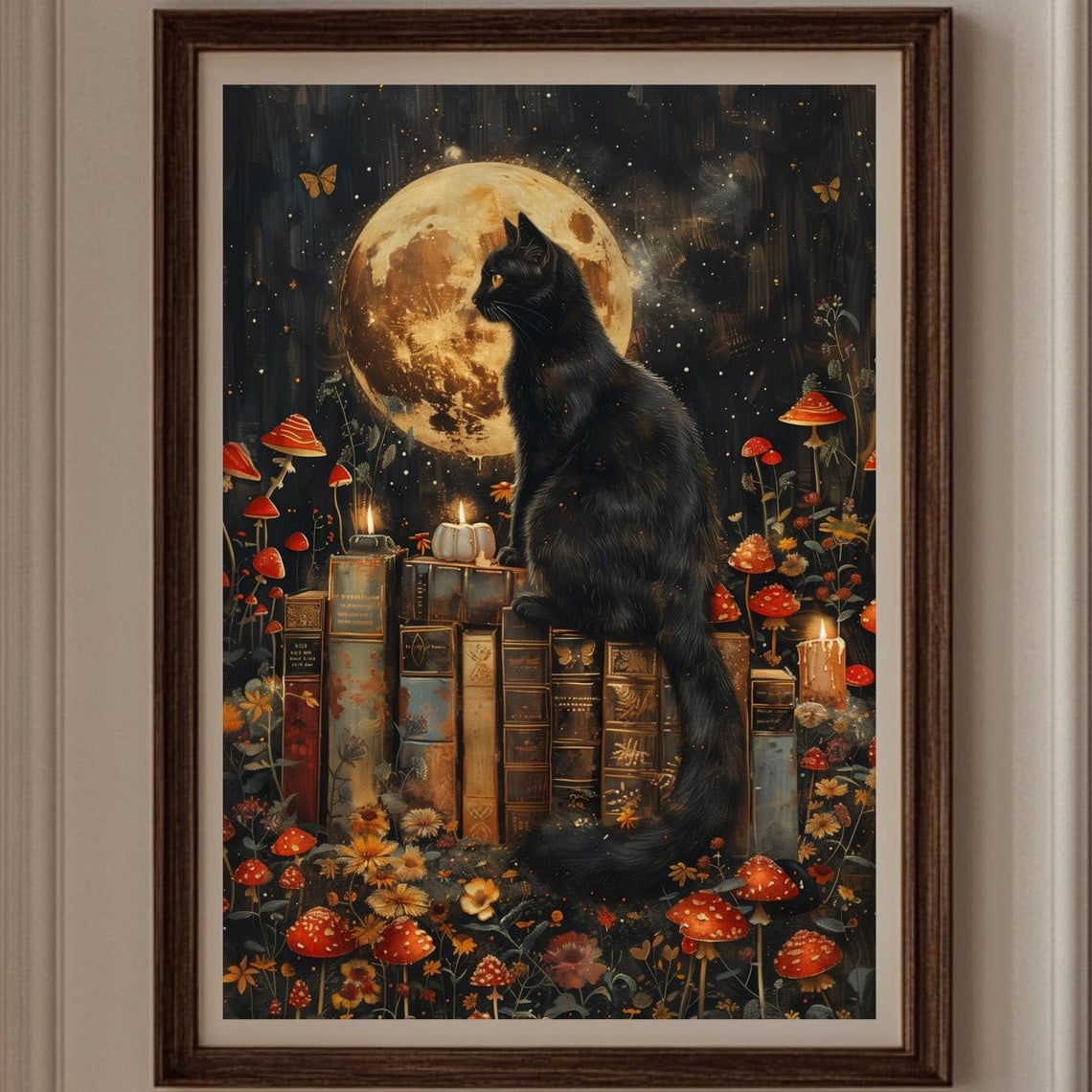 Dopaprint UNFRAMED PAPER POSTER Poster Black Cat Print Dark Academia ...