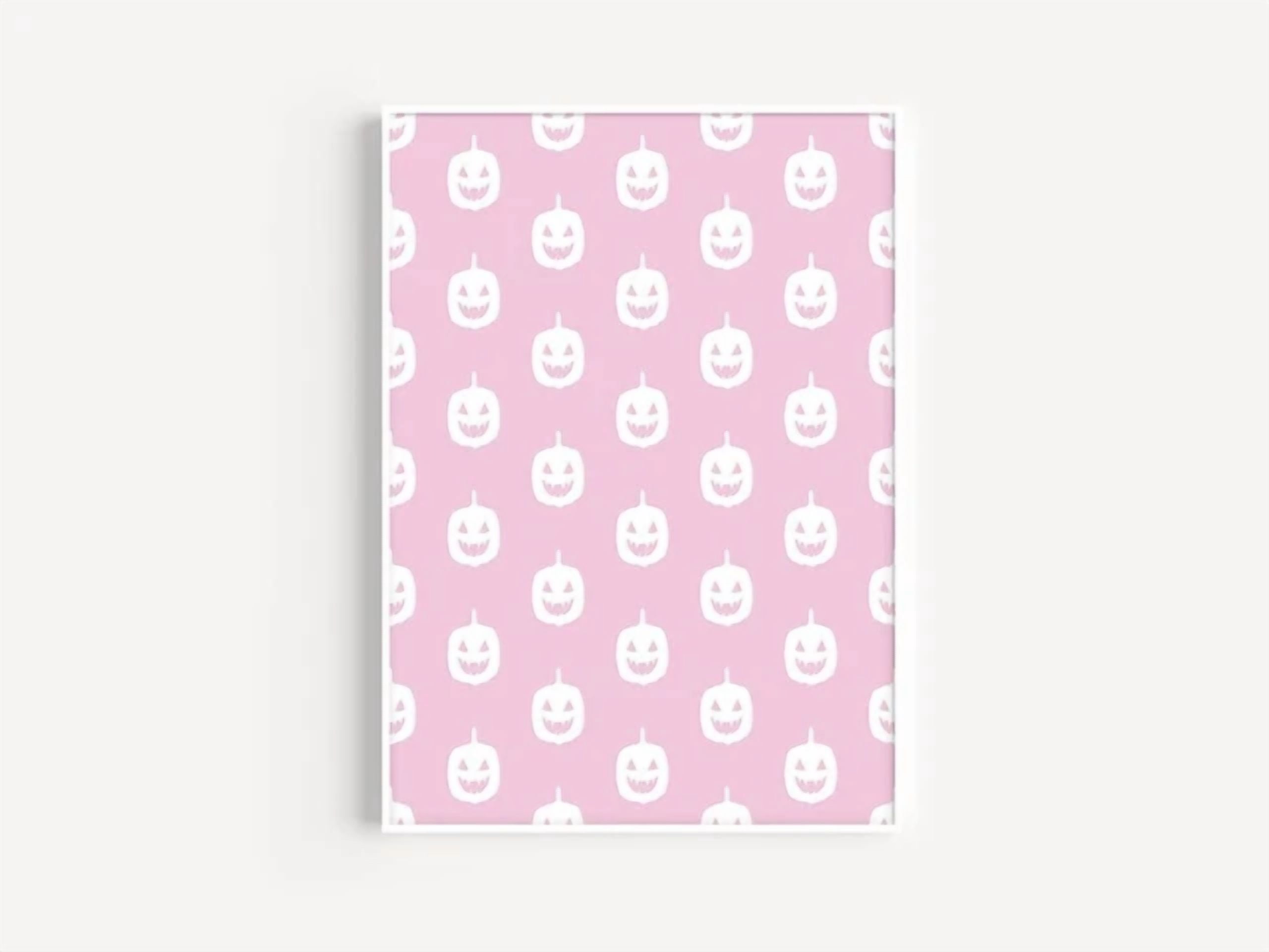 Dopaprint UNFRAMED PAPER POSTER Preppy Pink Pumpkin Pattern Halloween ...