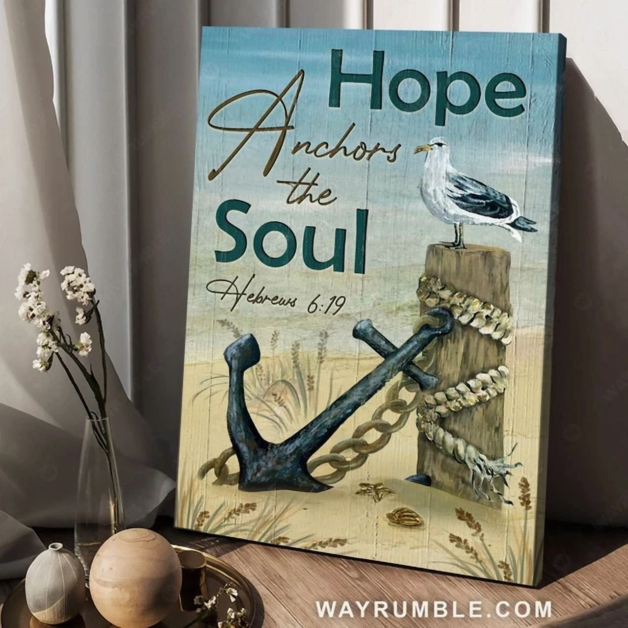 Dopaprint UNFRAMED PAPER POSTER Pretty Seagull, Old Anchor, Bible Verse ...