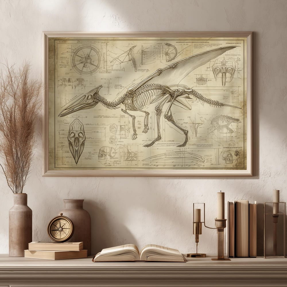 Dopaprint UNFRAMED PAPER POSTER Pterodactyl Anatomy Print Vintage ...