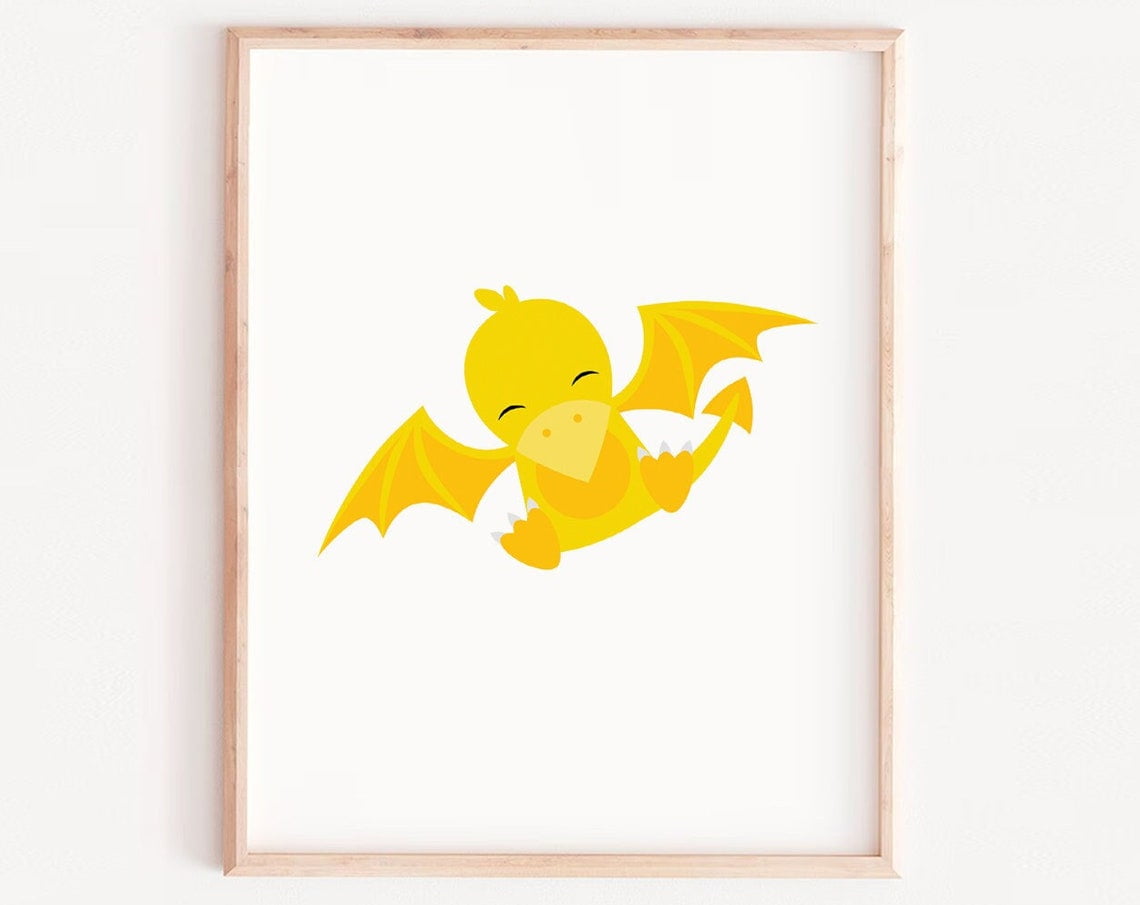 Dopaprint UNFRAMED PAPER POSTER Pterodactyl Print, Nursery Dino Baby ...