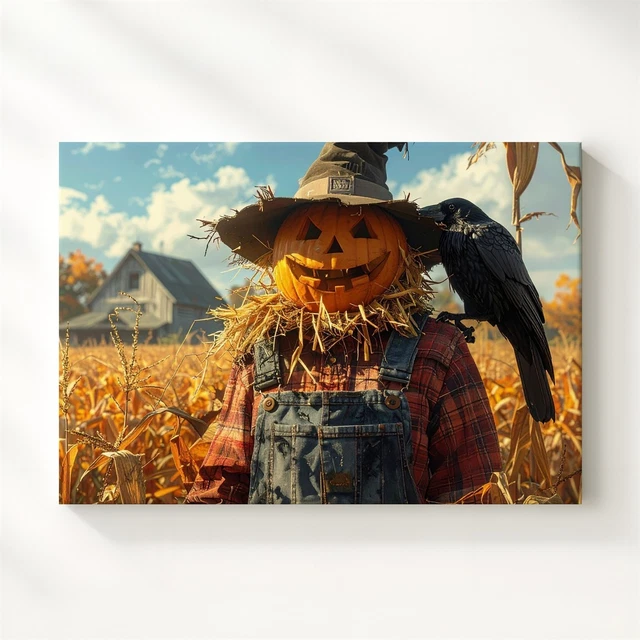 Dopaprint UNFRAMED PAPER POSTER Pumpkin-Head Scarecrow Poster Rustic ...