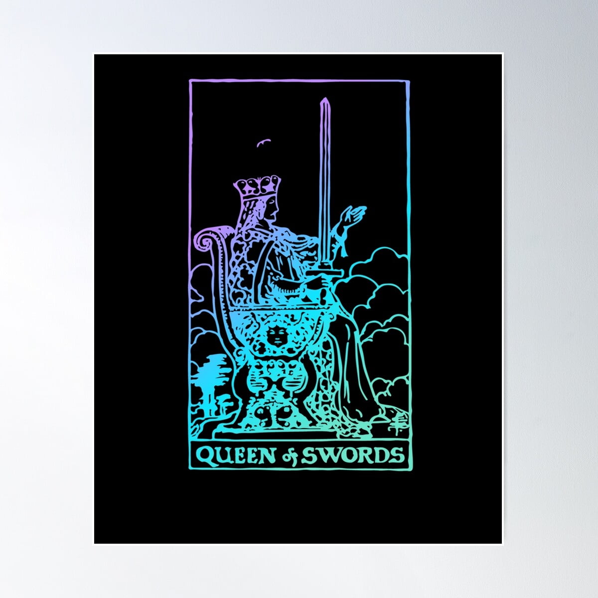 Dopaprint UNFRAMED PAPER POSTER Queen Of Swords Tarot Card Rider Waite ...