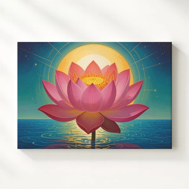 Dopaprint UNFRAMED PAPER POSTER Radiant Lotus & Sun Wall Art Ic ...