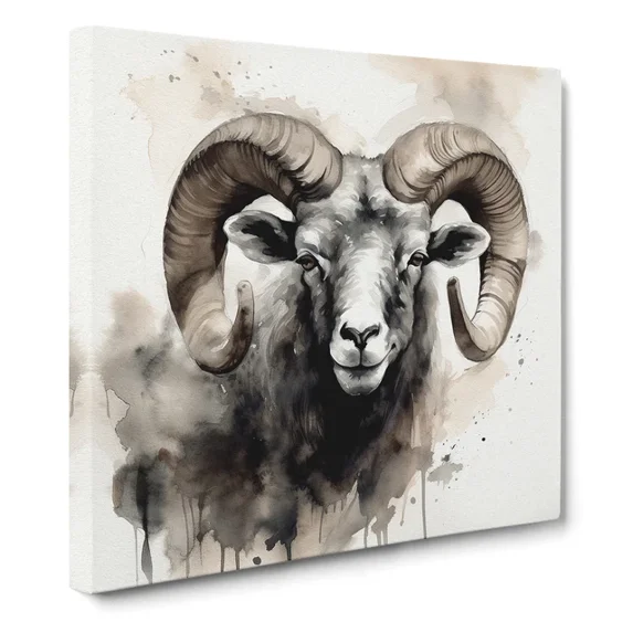 Dopaprint UNFRAMED PAPER POSTER Ram Sheep Ink Wash Wall Art Print ...