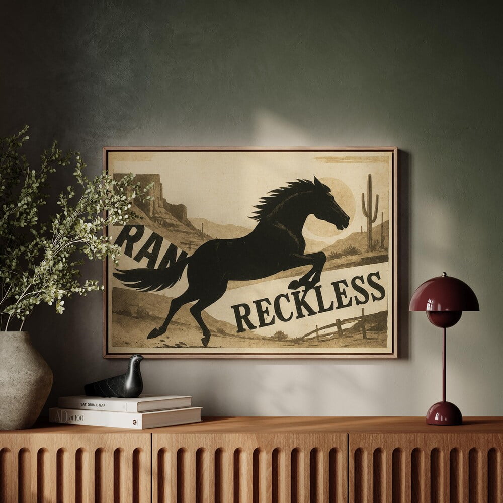 Dopaprint UNFRAMED PAPER POSTER Ran Reckless Horse Poster, Wild Mustang Vintage Western Wall Art ...