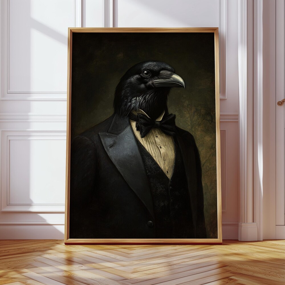Dopaprint UNFRAMED PAPER POSTER Raven In Tuxedo Portrait Poster, Dark ...